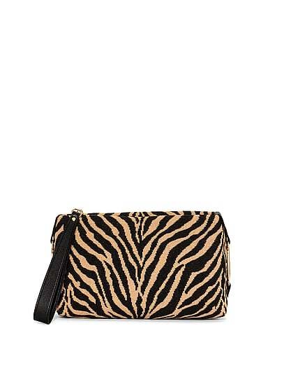 Victoria's Secret Monogram Logo Wristlet Zip Clutch - Black