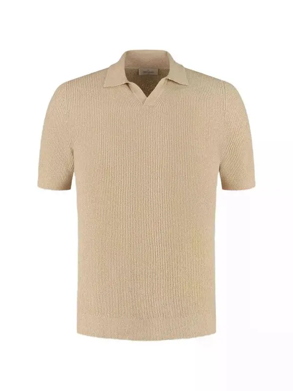 GRAN SASSO V-neck Ribbed Polo Shirt - Neutrals