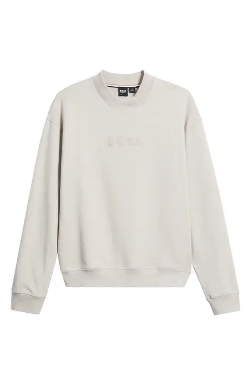 BOSS Cotton French Terry Crewneck Sweatshirt - Open Grey