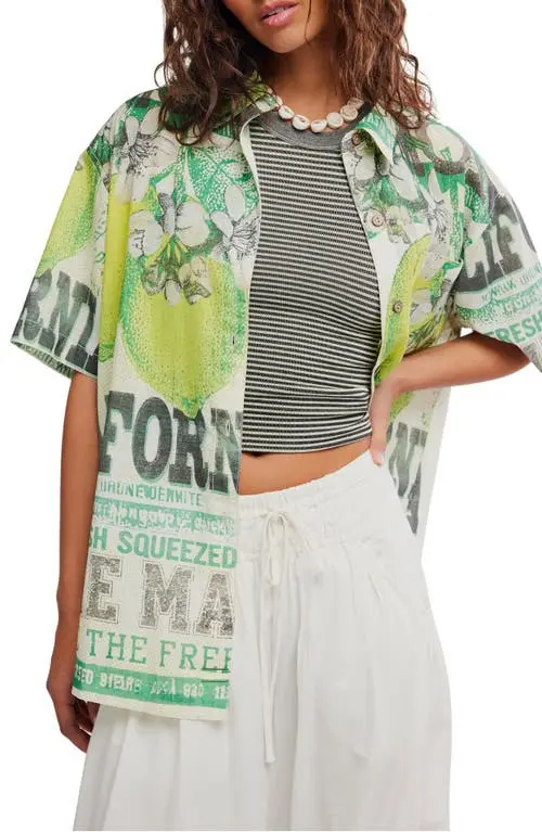 Free People Fresh Squeezed Cotton Button-up Shirt - Citrus Fade