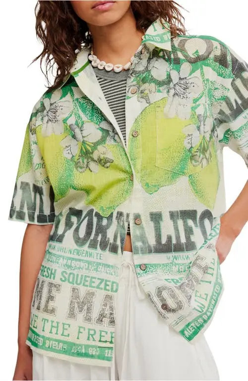 Free People Fresh Squeezed Cotton Button-up Shirt - Citrus Fade