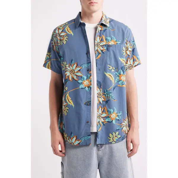 Rip Curl Sessions Short Sleeve Button-up Shirt - Bluefin