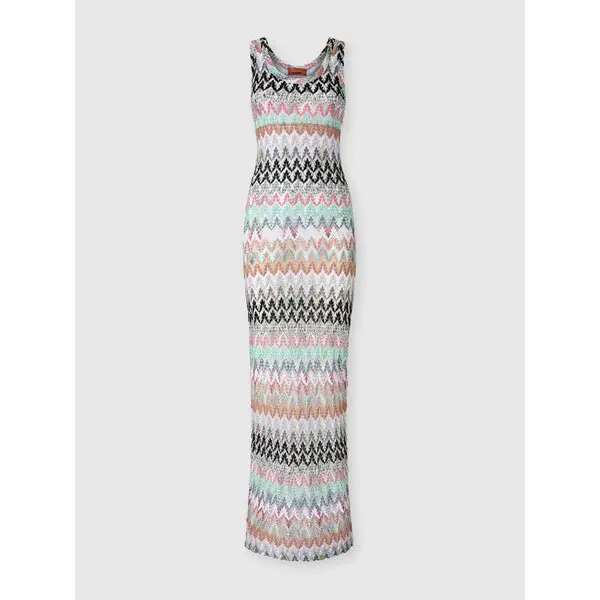 Missoni Sleeveless Long Dress In Viscose And Cotton Lam - Multicoloured