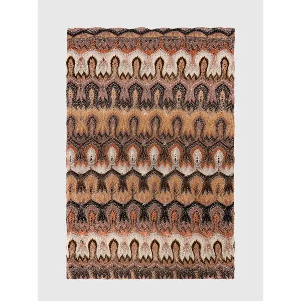 Missoni Stole In Lamé Viscose With Arabesque Motif - Gold& Beige