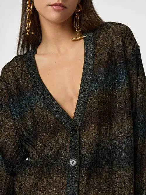 Missoni Oversized Viscose Lamé Cardigan With Snake Motif