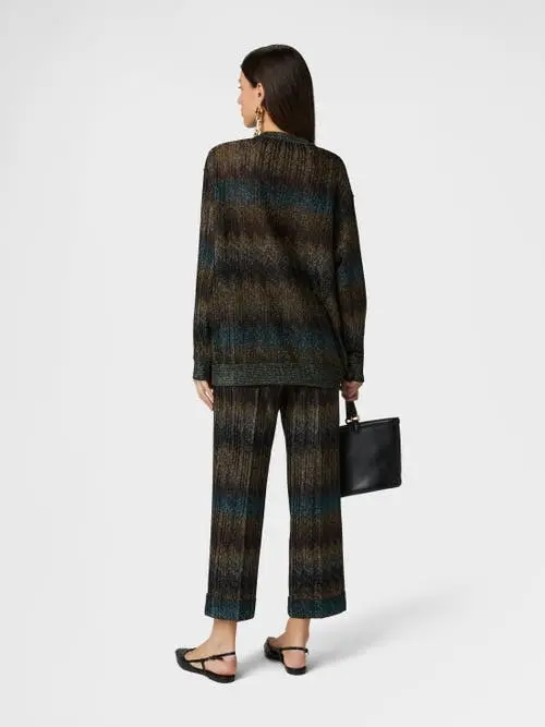 Missoni Oversized Viscose Lamé Cardigan With Snake Motif - Dark Blue