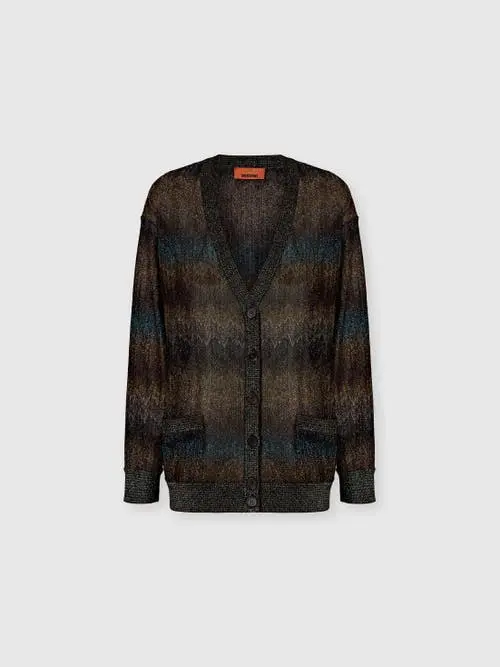 Missoni Snake-pattern Viscose Lamé Oversized Cardigan - Green& Brown