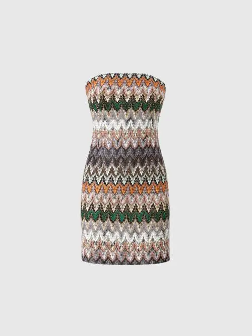 Missoni Mini Dress In Viscose And Cotton Lamé Lace Motif - Multicoloured