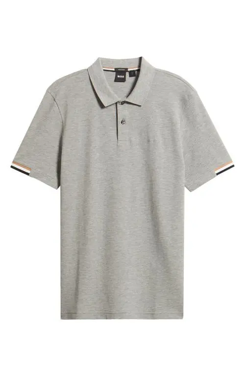 BOSS Parlay Cotton Piqué Polo - Silver
