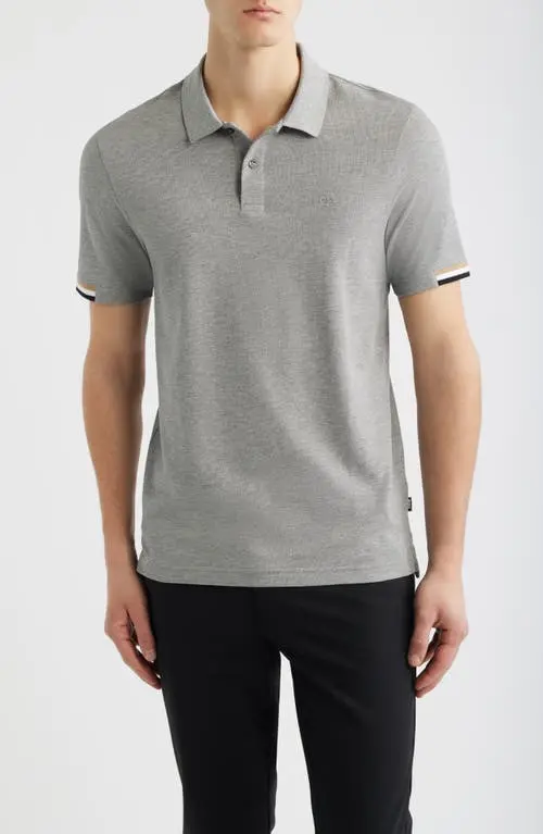 BOSS Parlay Cotton Piqué Polo - Silver
