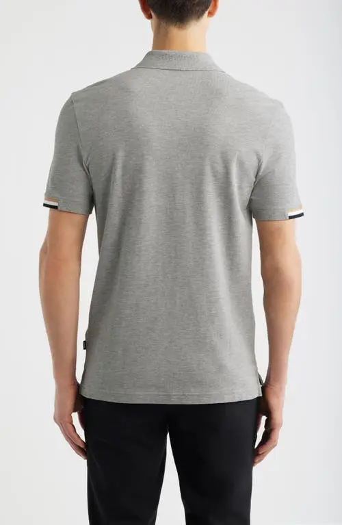 BOSS Parlay Cotton Piqué Polo - Silver