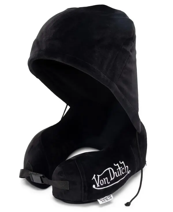 VON DUTCH Eyeconic Hooded Travel Neck Pillow - Black