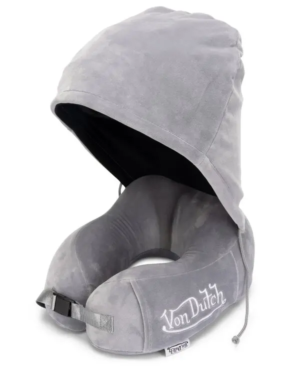 VON DUTCH Eyeconic Hooded Travel Neck Pillow - Gray
