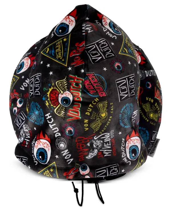 VON DUTCH Jax Hooded Memory Foam 11" Travel Neck Pillow - Black