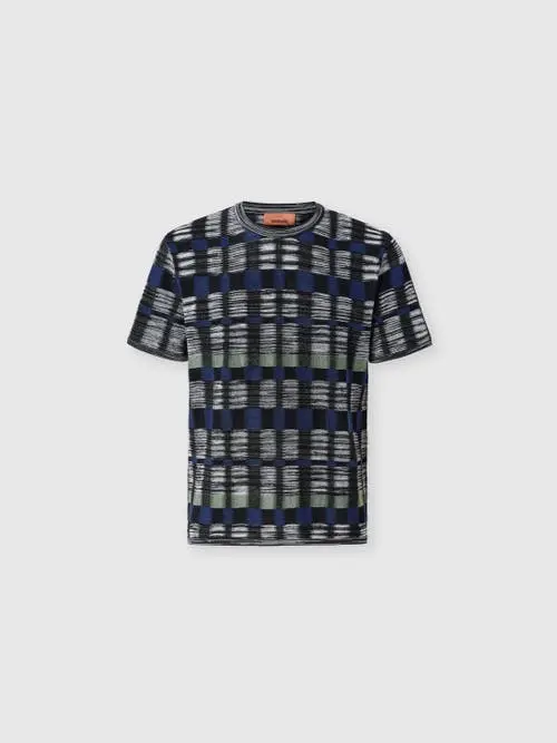 Missoni Crew-neck Cotton And Viscose T-shirt With Check Pattern - Multicoloured