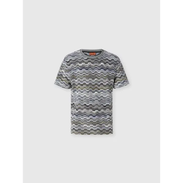 Missoni Crew-neck Cotton T-shirt With Raschel Knit And Greek Motif - Beige