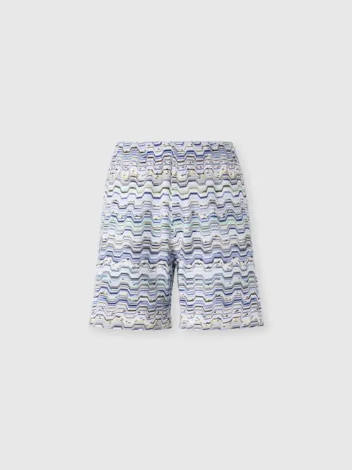 Missoni Cotton Shorts With Raschel Knit And Greek Motif - Beige& White