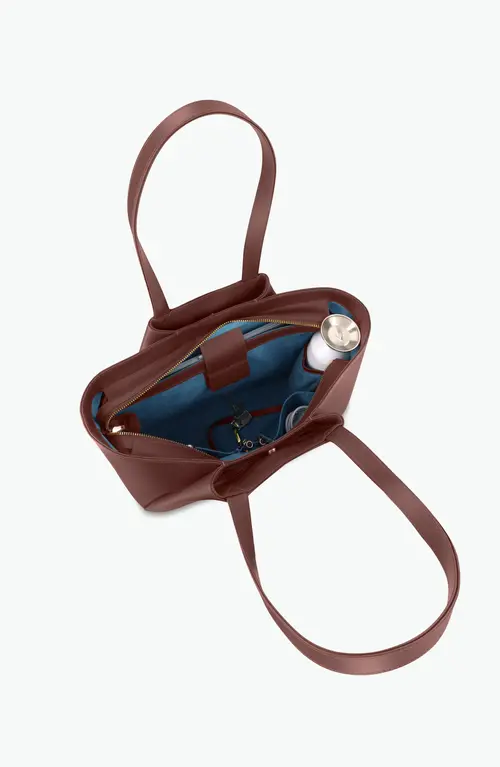 KAAI Midi Pyramid Leather Tote - Chestnut Brown