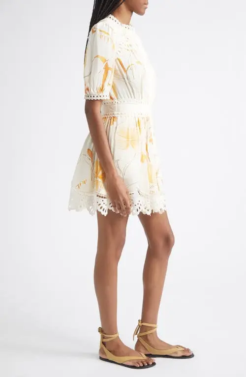 REISS Lacey Print Eyelet Minidress