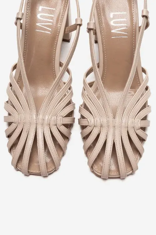 PROLOGUE SHOES Wilda Block Heel Sandal - Beige