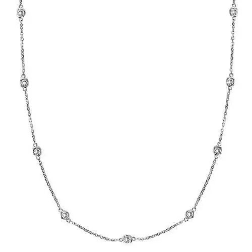 ALLUREZ Diamond Station Necklace - White Gold