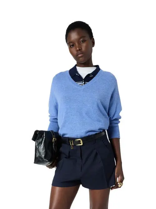 Gerard Darel Lenae V-neck Cashmere Jumper - Periwinkle