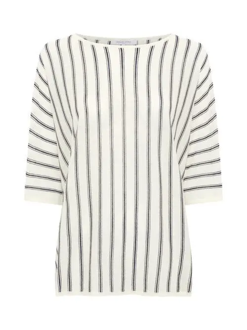 Gerard Darel Lysia 3/4 Sleeve Round Neck Knit Top - Navy Blue