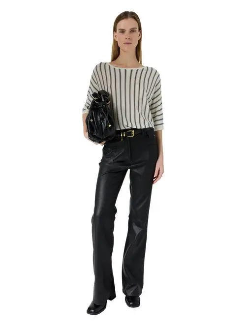 Gerard Darel Lysia 3/4 Sleeve Round Neck Knit Top - Navy Blue