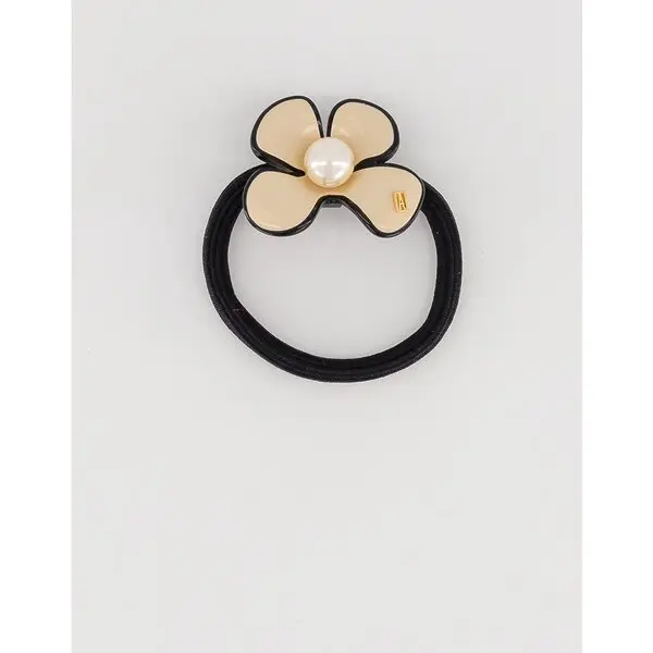 Alexandre De Paris Gambetta Flower Pearl Hair Tie - Beige