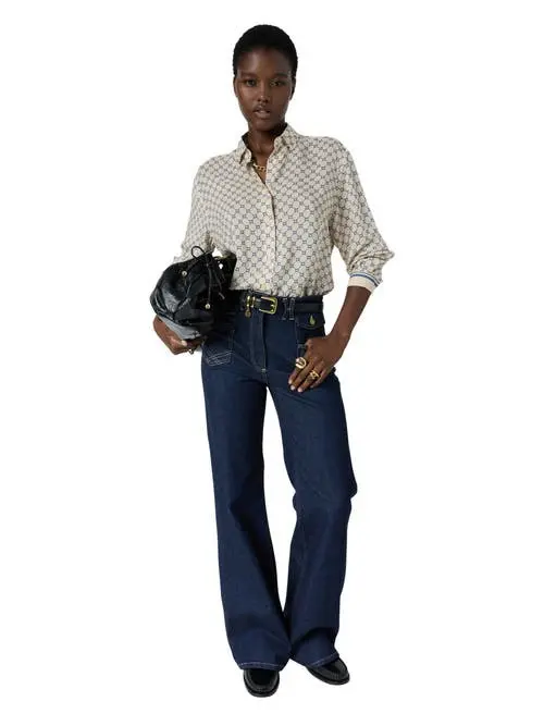 Gerard Darel Clariane Monogram Print Shirt - Jeans