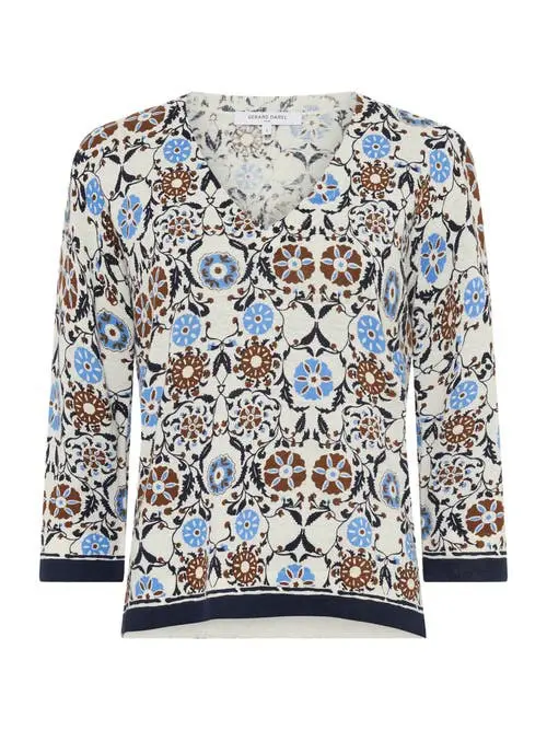 Gerard Darel Liva V-neck 3/4 Sleeve Knit Top
