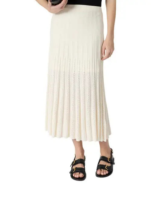 Gerard Darel Jocelyna Ribbed Knit Midi Skirt - Ecru
