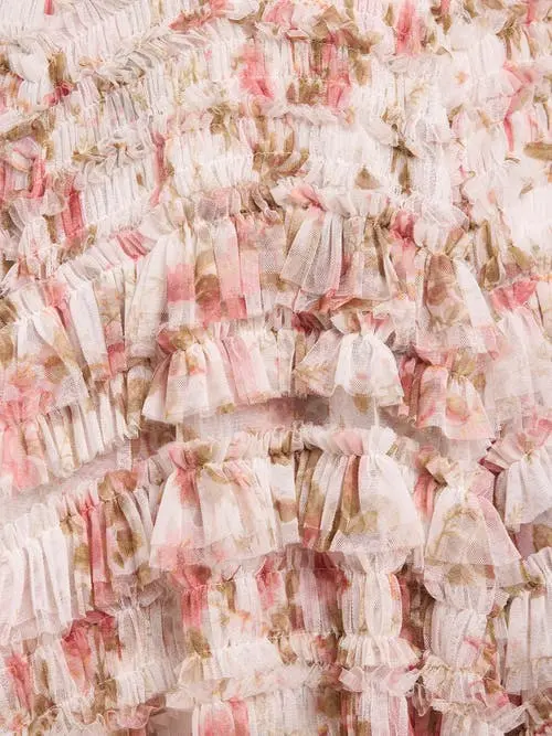 NEEDLE & THREAD Summer's Rose Valentine Ruffle Gown - White
