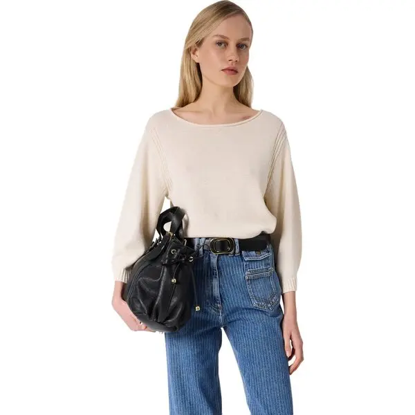 Gerard Darel Liona 3/4 Sleeve Boat Neck Knit Top