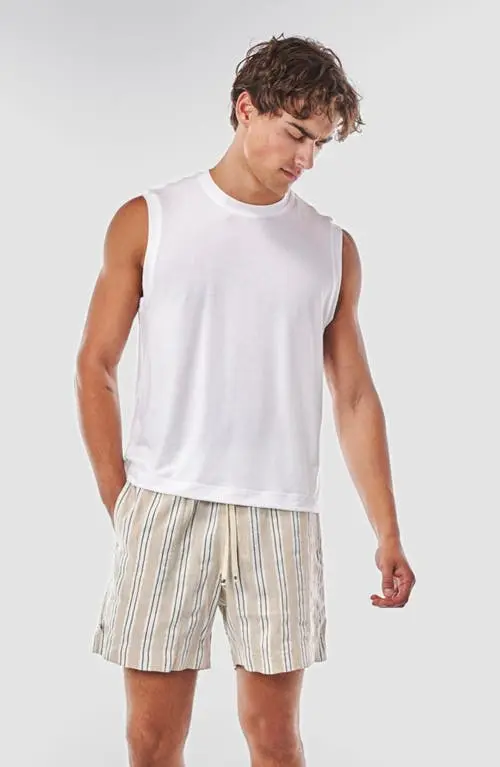 LEISURE LAB Striped Cotton-linen Short