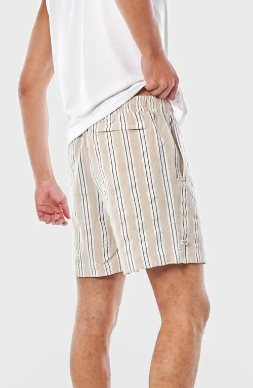 LEISURE LAB Striped Cotton-linen Short