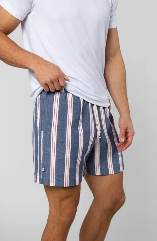 LEISURE LAB Striped Cotton-linen Short