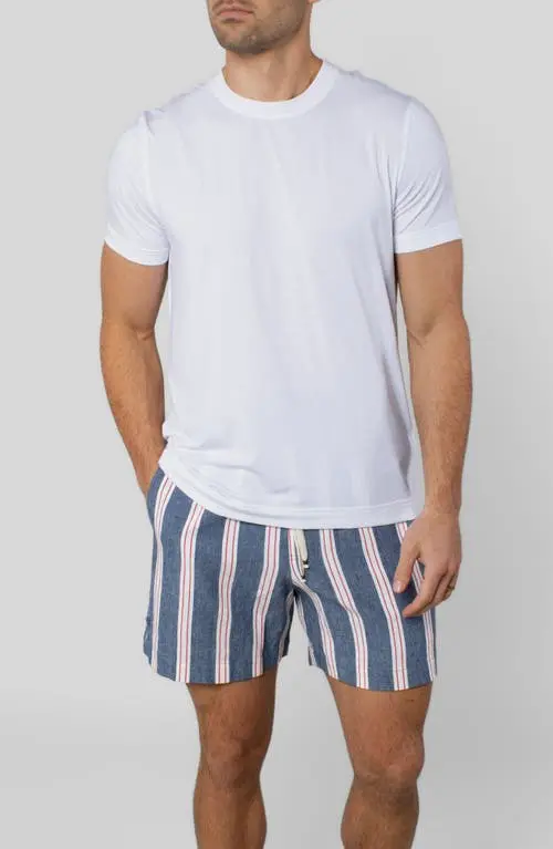 LEISURE LAB Striped Cotton-linen Short - Tidepool