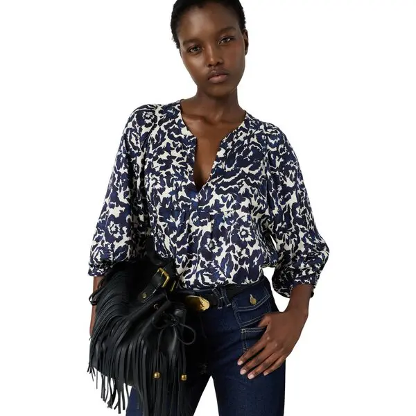 Gerard Darel Calina Floral V-neck Blouse