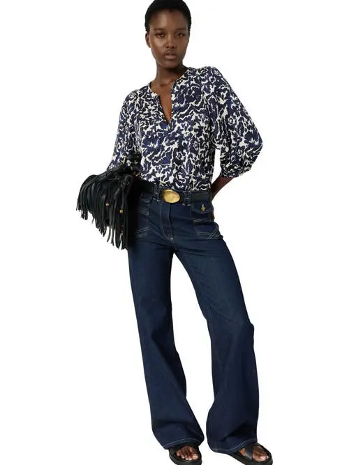 Gerard Darel Calina Floral V-neck Blouse