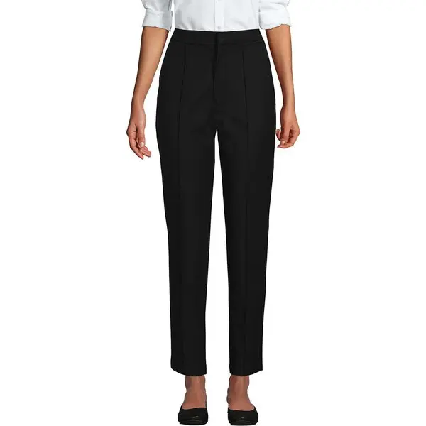 LANDS' END High Rise Bi Stretch Pintuck Pencil Ankle Pants - Black