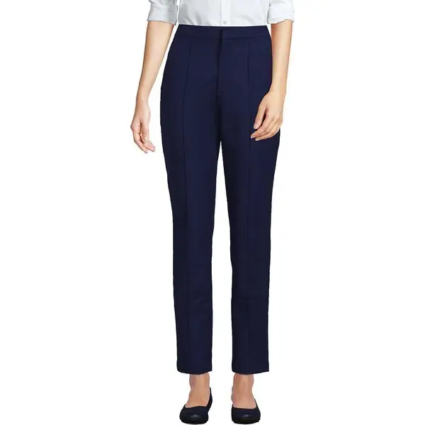 LANDS' END High Rise Bi Stretch Pintuck Pencil Ankle Pants - Deep Sea Navy