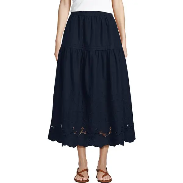 LANDS' END Voile Eyelet Maxi Skirt - Radiant Navy