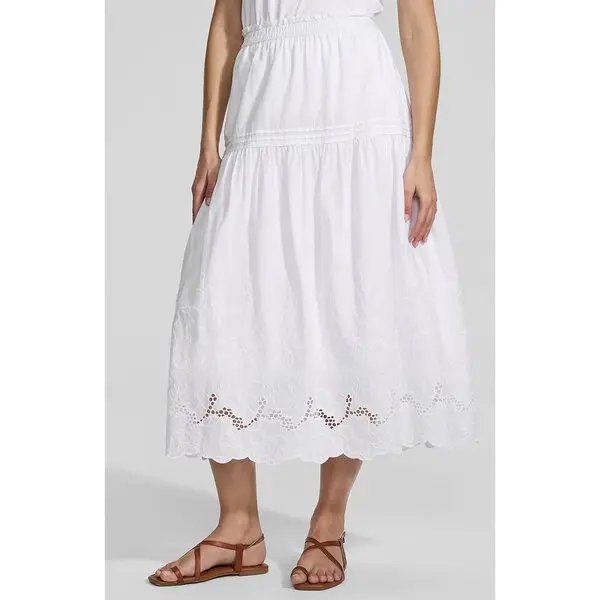 LANDS' END Voile Eyelet Maxi Skirt - White
