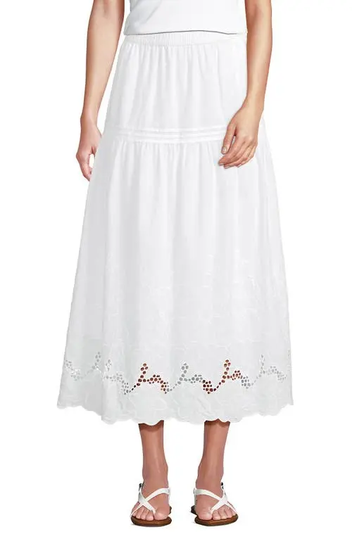 LANDS' END Voile Eyelet Maxi Skirt - White