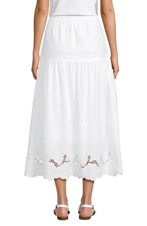 LANDS' END Voile Eyelet Maxi Skirt - White