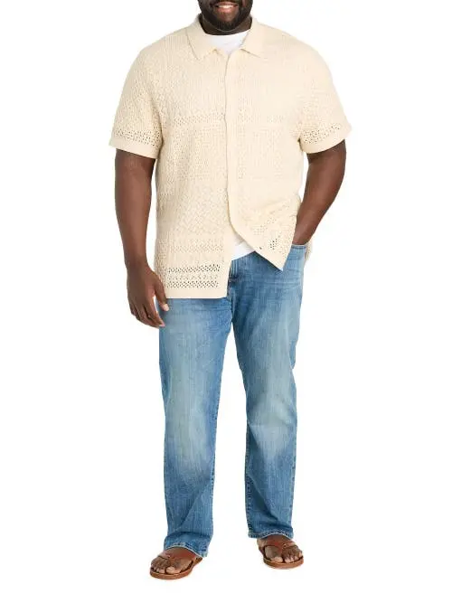 Lucky Brand Big & Tall Crochet Button-up Sweater