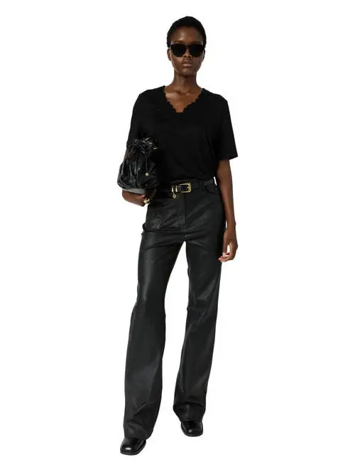 Gerard Darel Maevanelle Embroidered Linen T-shirt - Black