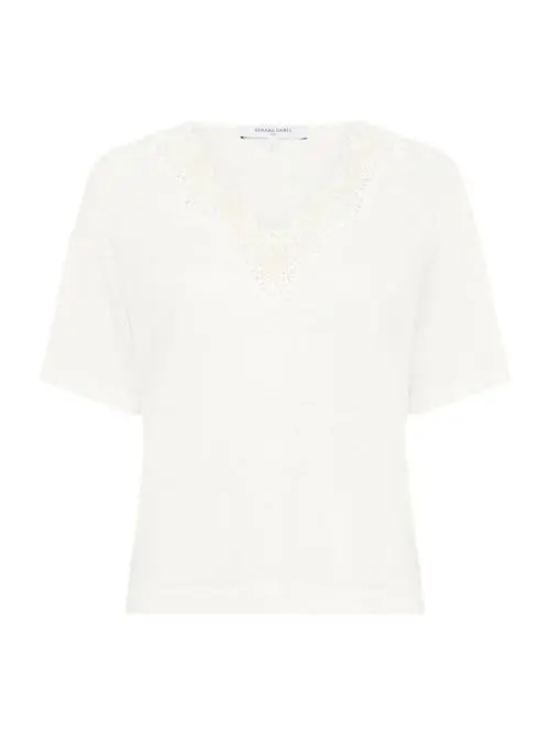 Gerard Darel Maevanelle Embroidered Linen T-shirt