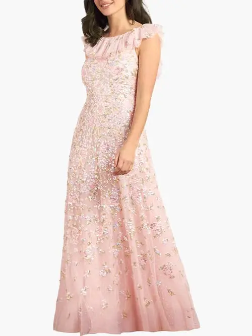 NEEDLE & THREAD Peony Bouquet Sequin Ankle Gown - Peony Pink/multi